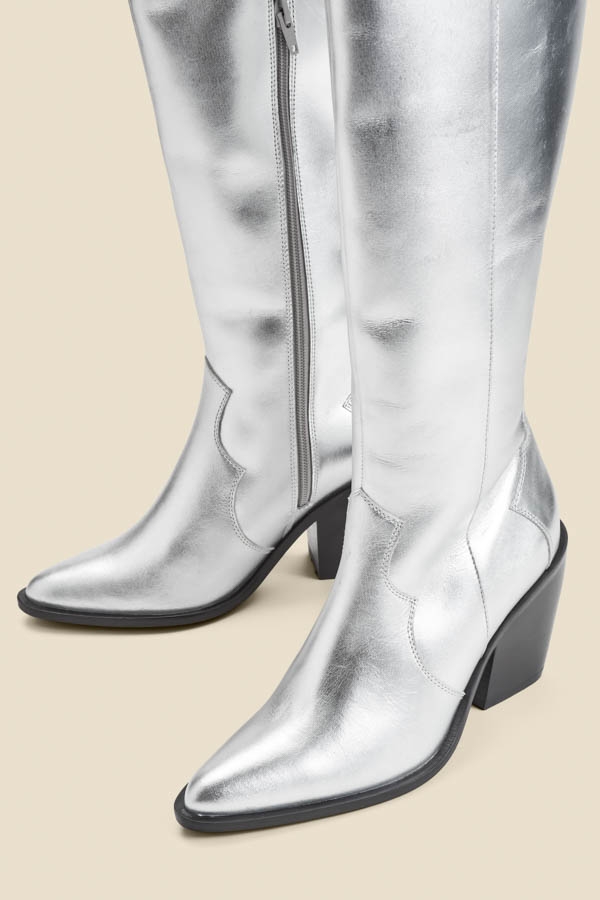 Silver Leather Boots Wellies Hunter Original Tall Silver Figure Haikyuu