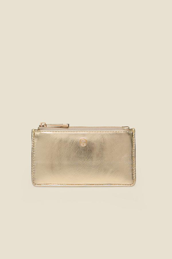 Gold Metallic Coin Purse With Card Holder